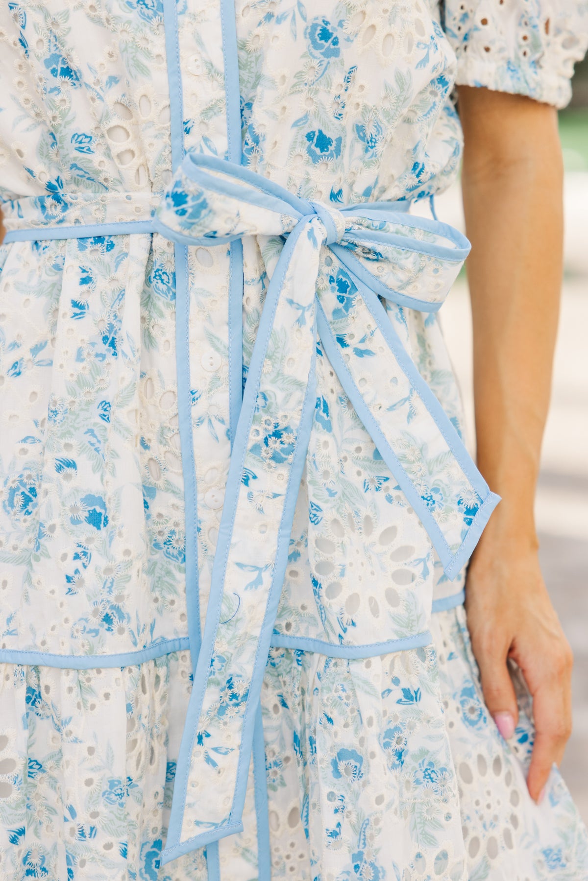 The Femininity Blue Floral Eyelet Dress – Shop the Mint