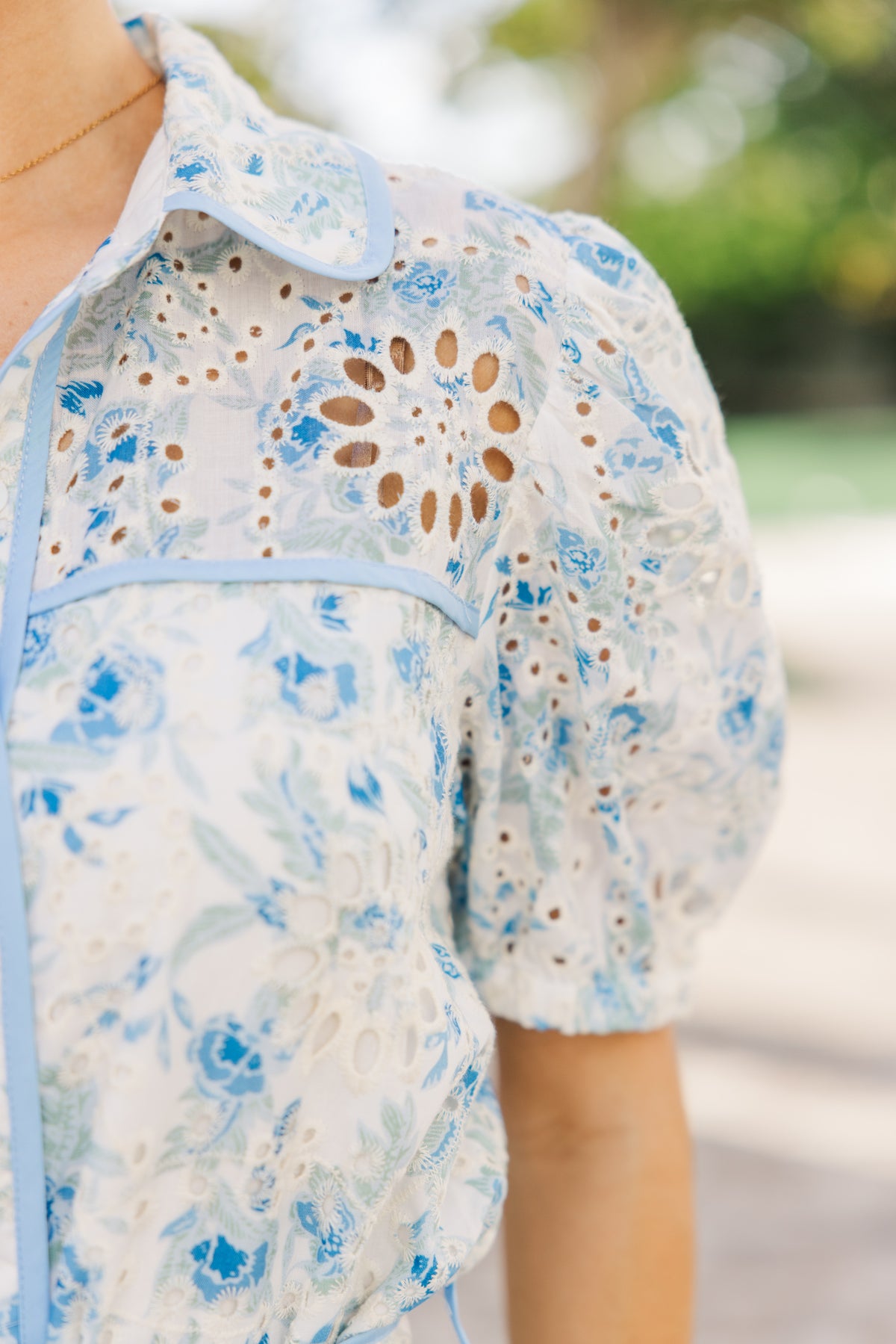 The Femininity Blue Floral Eyelet Dress – Shop the Mint