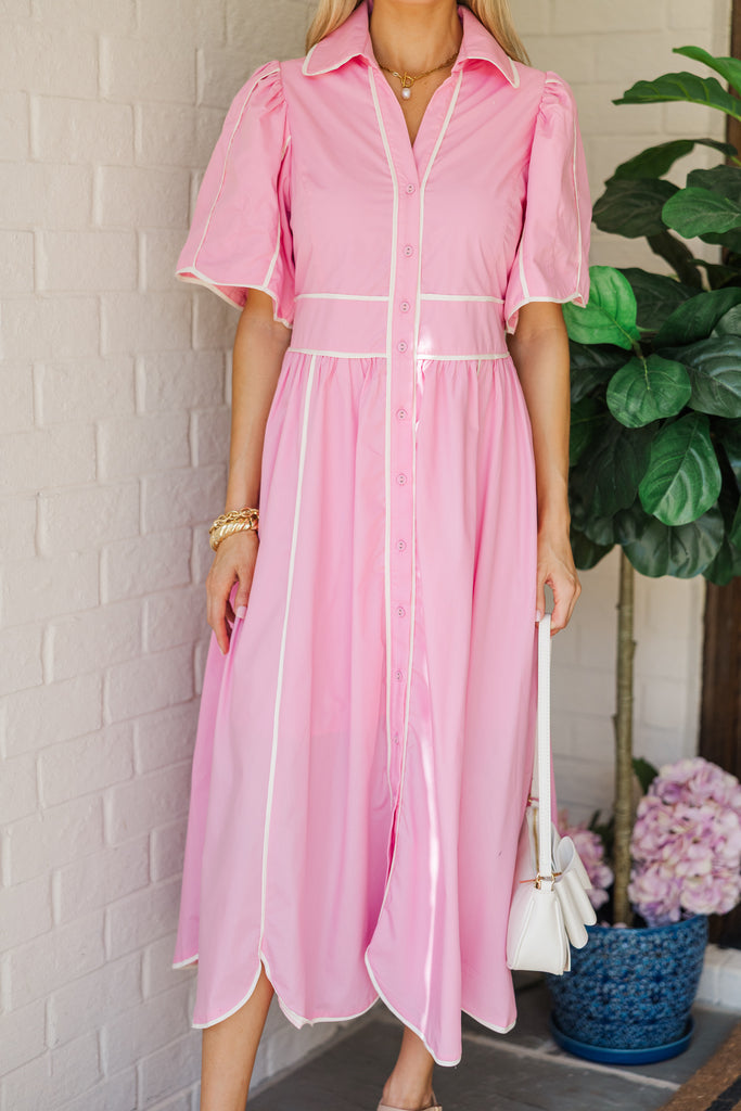 The Revel Pink Midi Dress – Shop the Mint