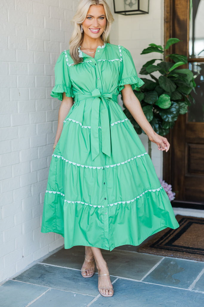 Stay On Track Green Midi Dress – Shop the Mint