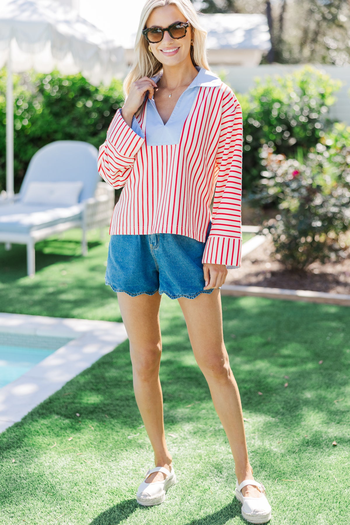 Shine Bright Red Striped Blouse – Shop the Mint