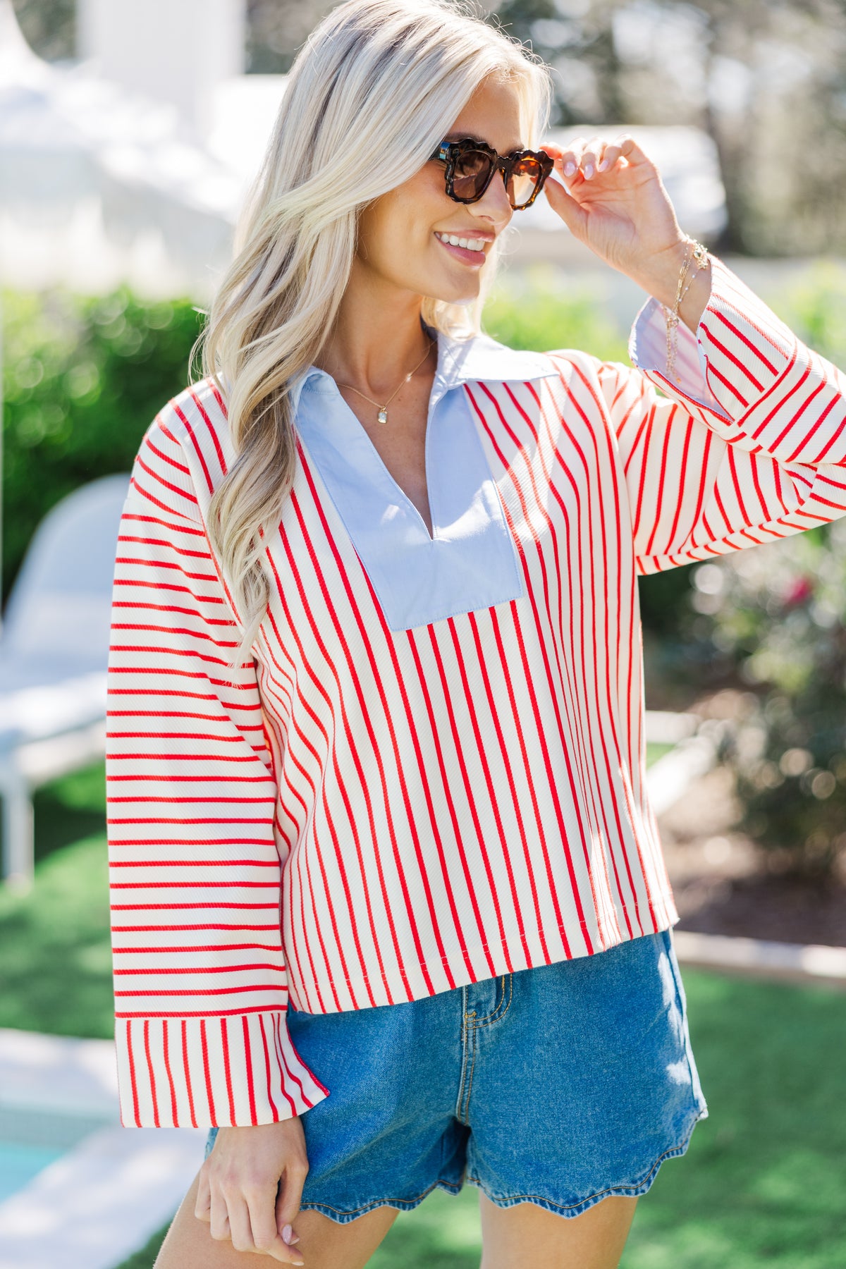 Shine Bright Red Striped Blouse – Shop the Mint