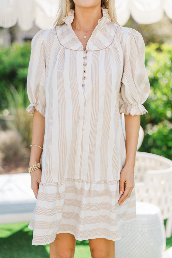 Only The Beginning Taupe Striped Dress – Shop the Mint