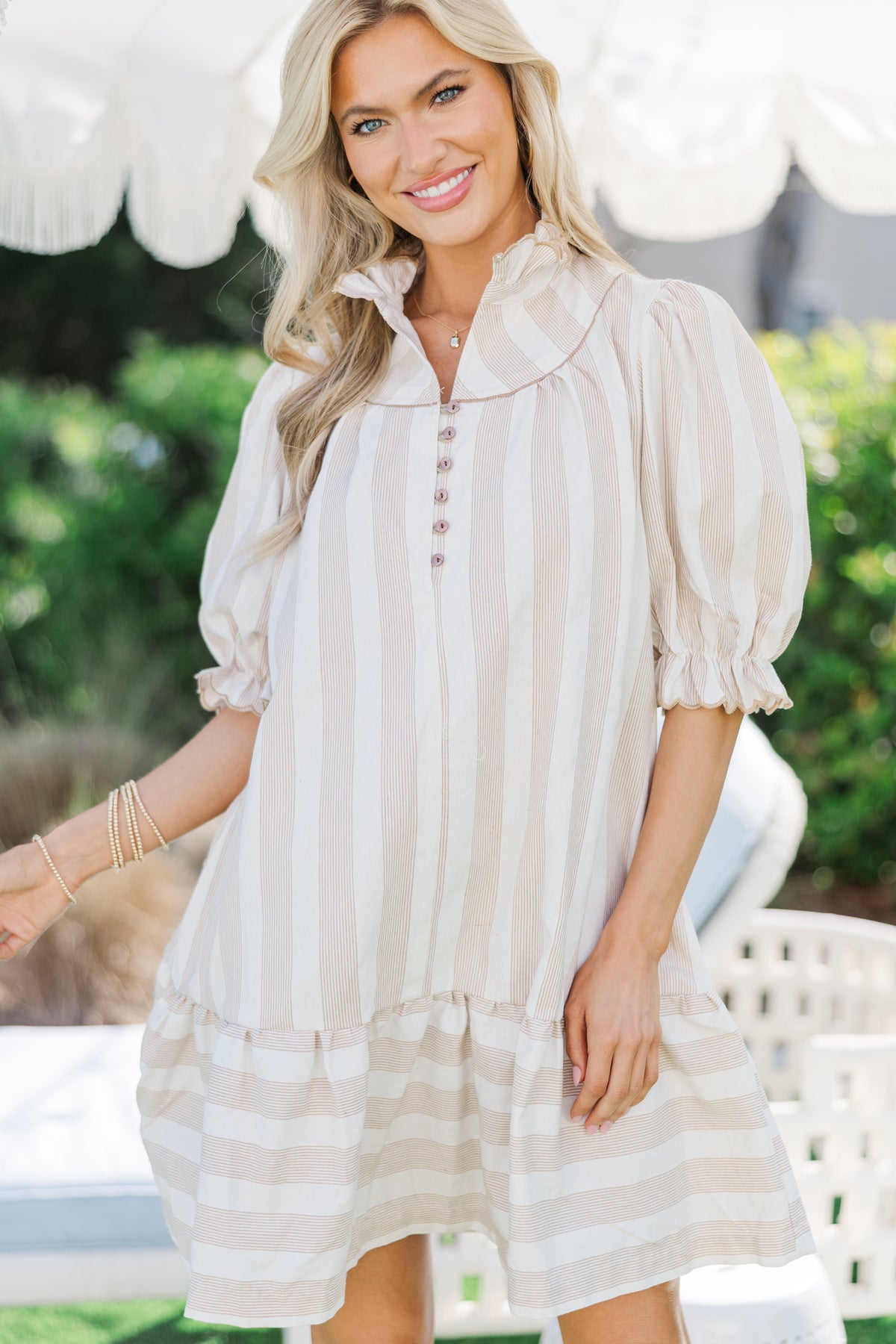 Only The Beginning Taupe Striped Dress – Shop the Mint