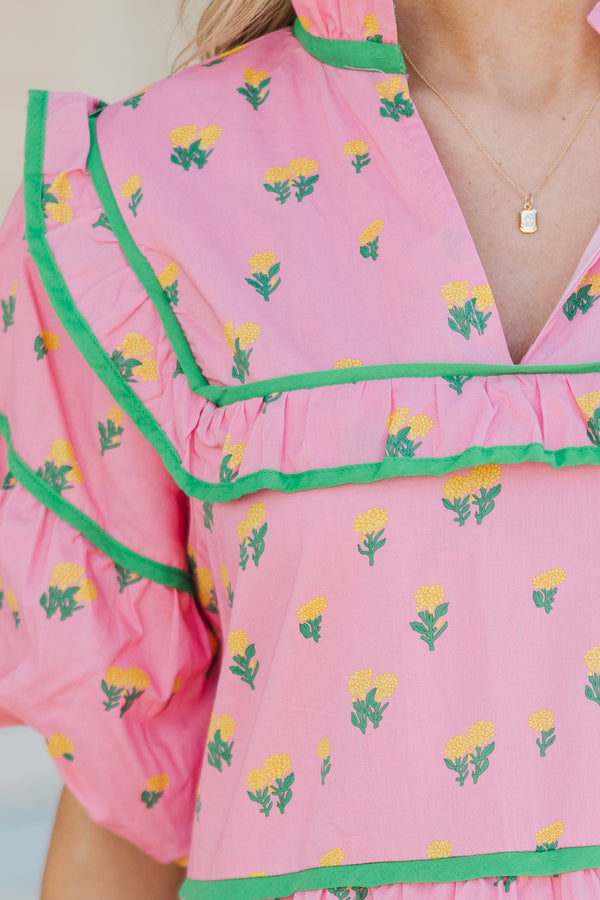 Meadow Muse Pink Ditsy Floral Dress – Shop the Mint