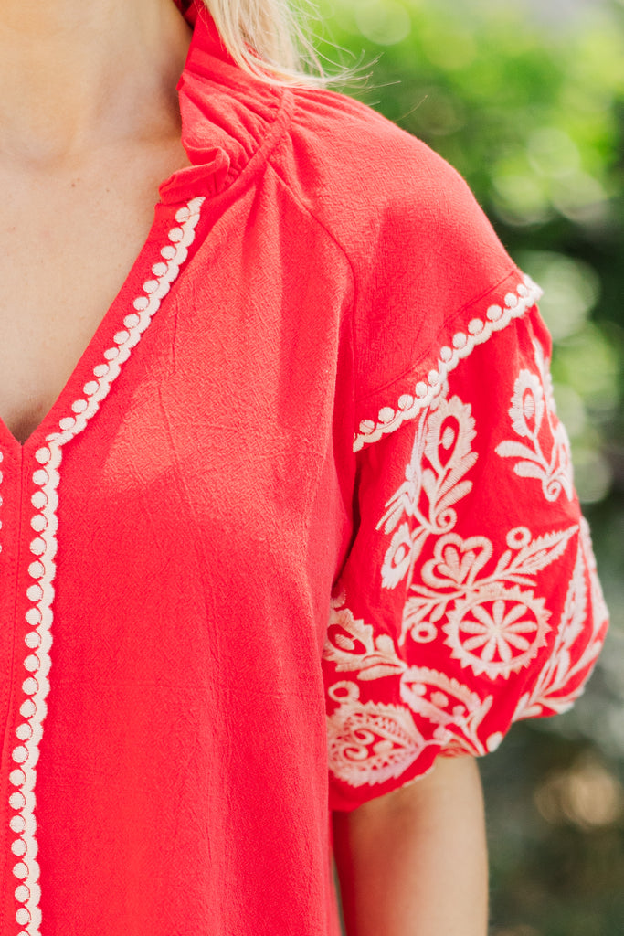 Wonderful Ways Red Embroidered Blouse – Shop the Mint