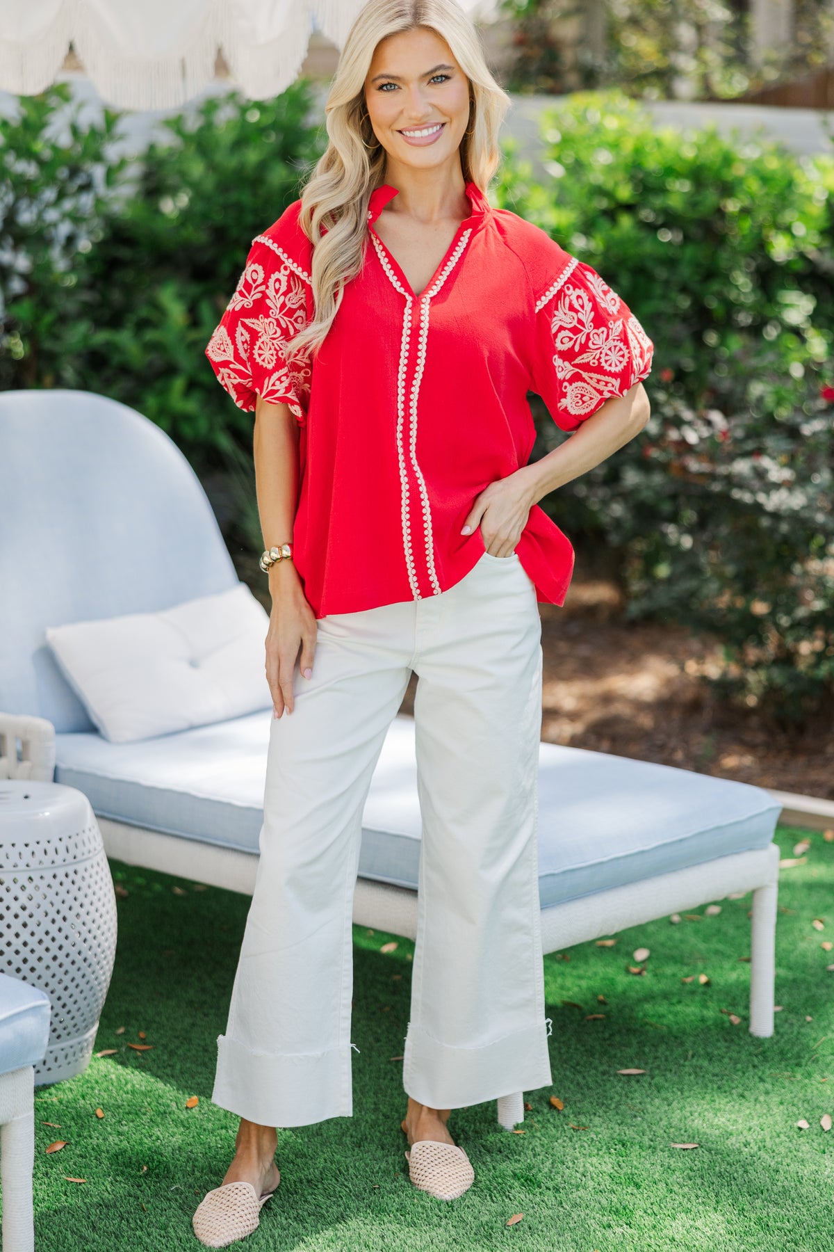 Wonderful Ways Red Embroidered Blouse – Shop the Mint