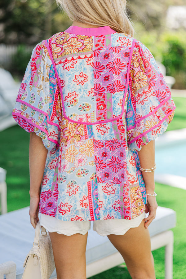 Get It All Pink Mixed Print Blouse – Shop the Mint