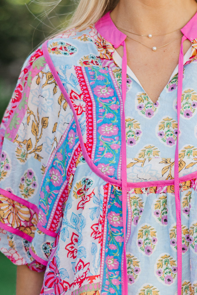 Get It All Pink Mixed Print Blouse – Shop the Mint