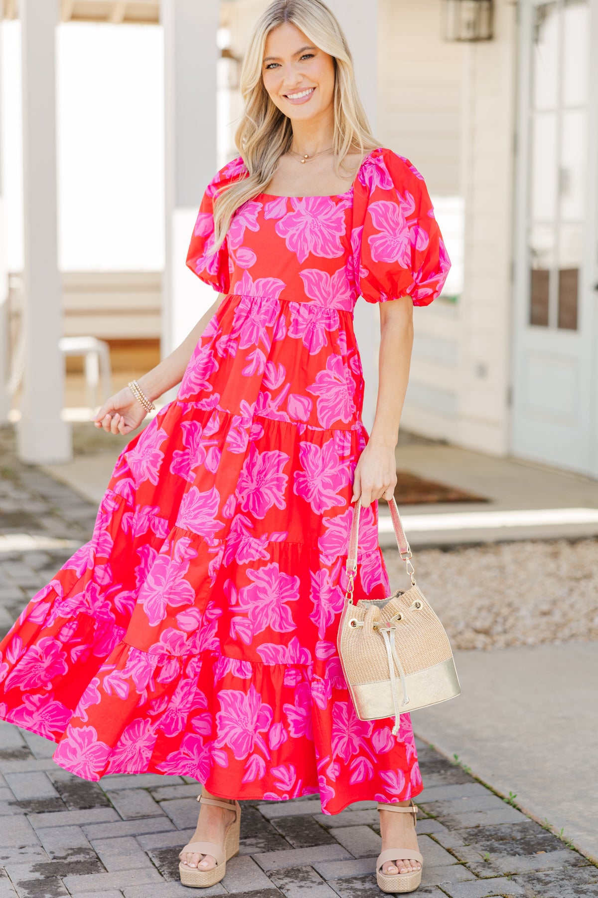 The Connection Pink Floral Midi Dress – Shop the Mint