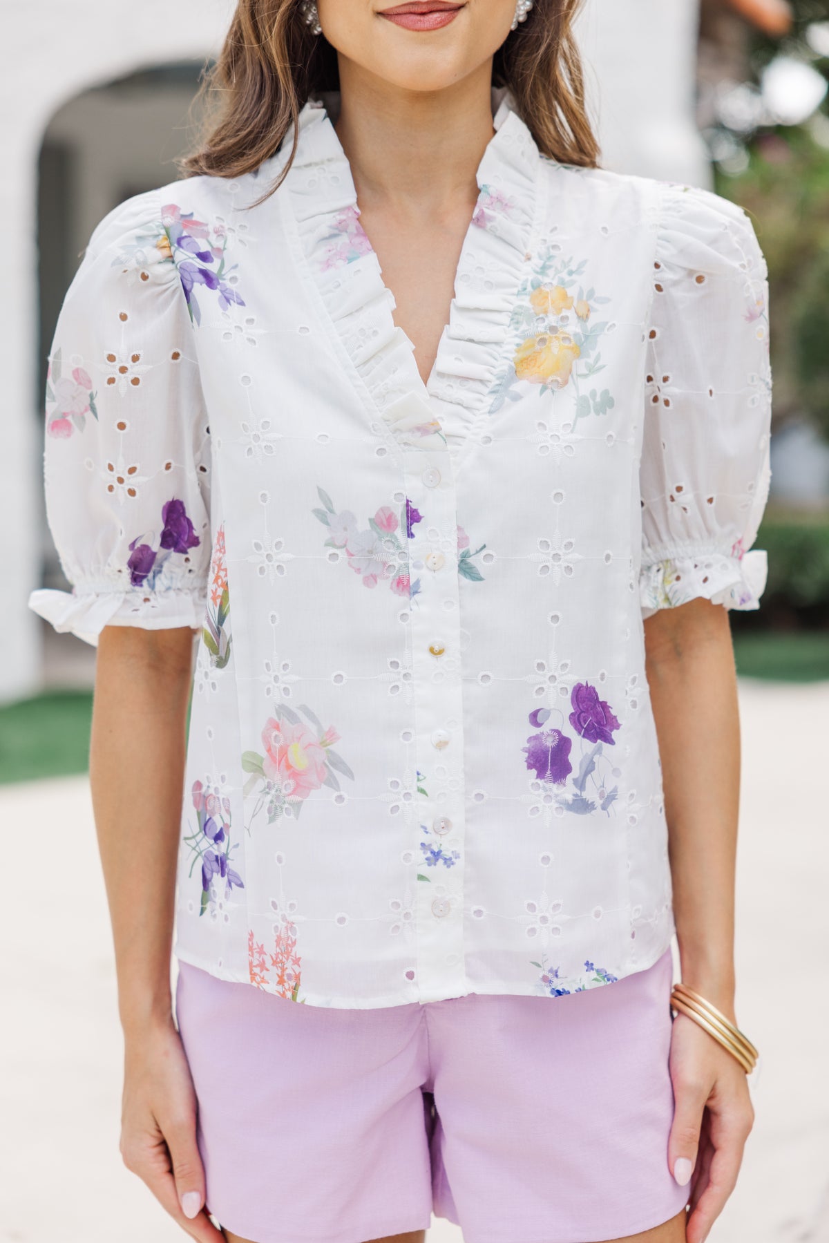 Find Your Voice White Floral Eyelet Blouse – Shop the Mint
