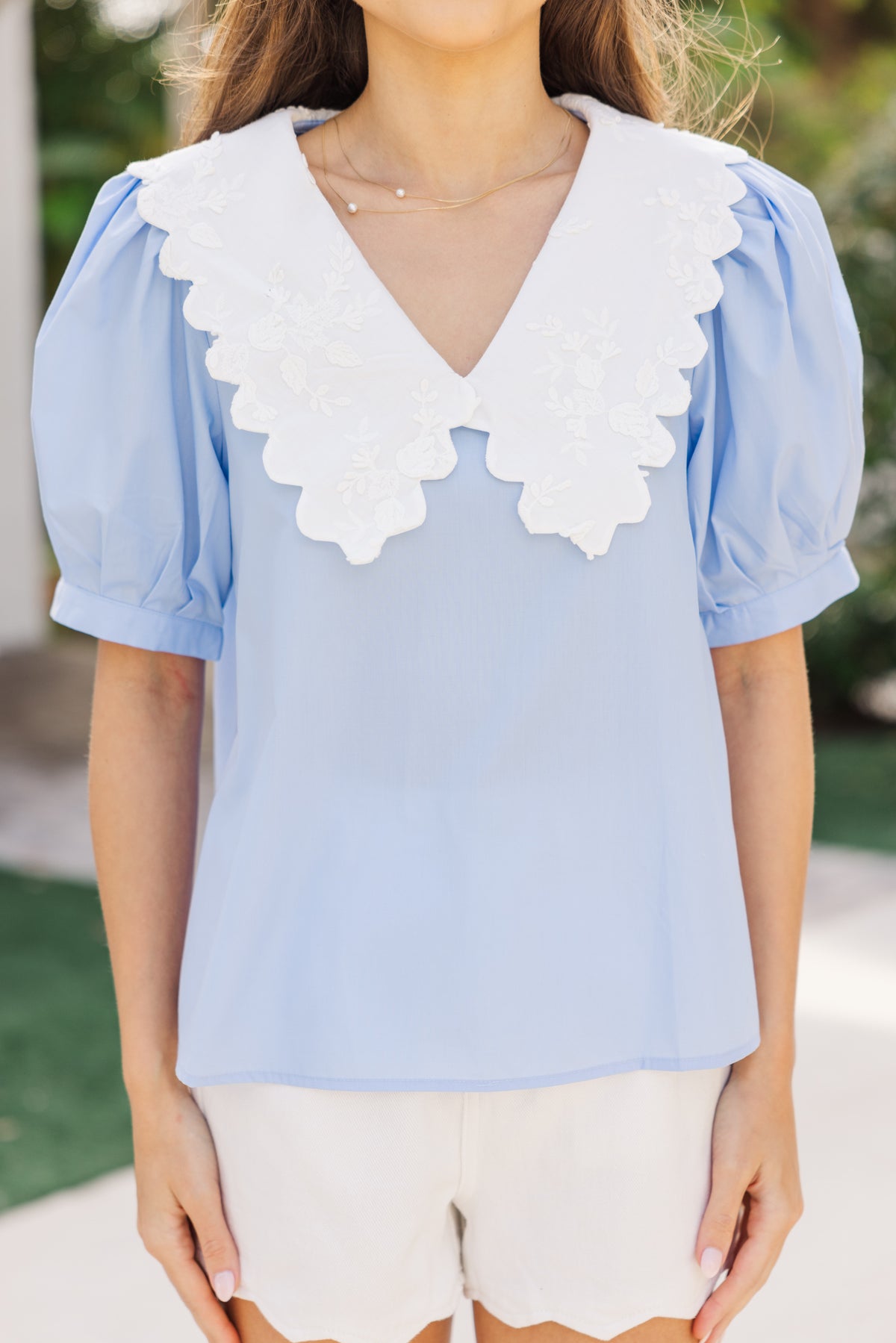 Never Going Back Blue Collared Blouse – Shop the Mint