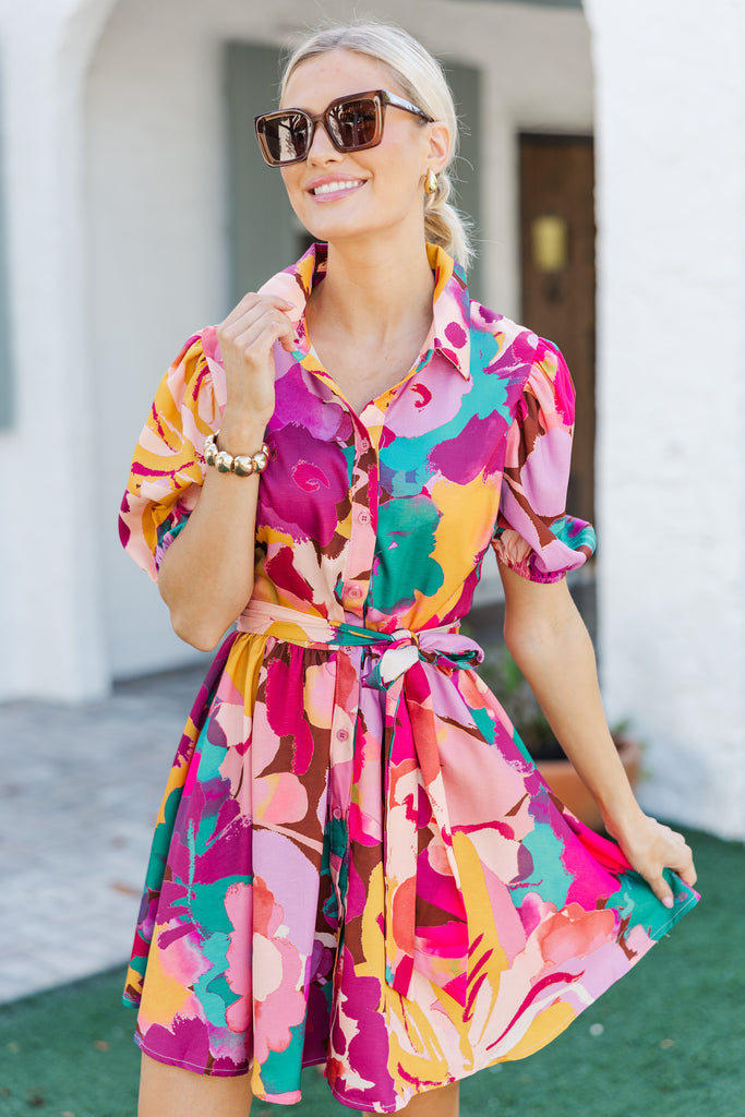 Live Loud Magenta Abstract Dress – Shop the Mint