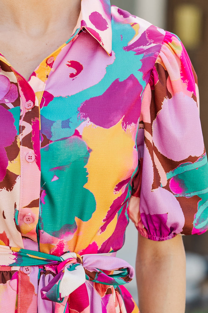 Live Loud Magenta Abstract Dress – Shop the Mint