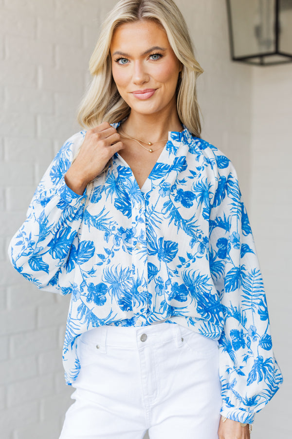 Before It's Over Blue Floral Toile Blouse – Shop the Mint