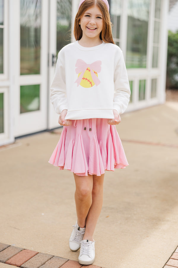 Girls: Let's Play Ball White Graphic Sweatshirt – Shop the Mint