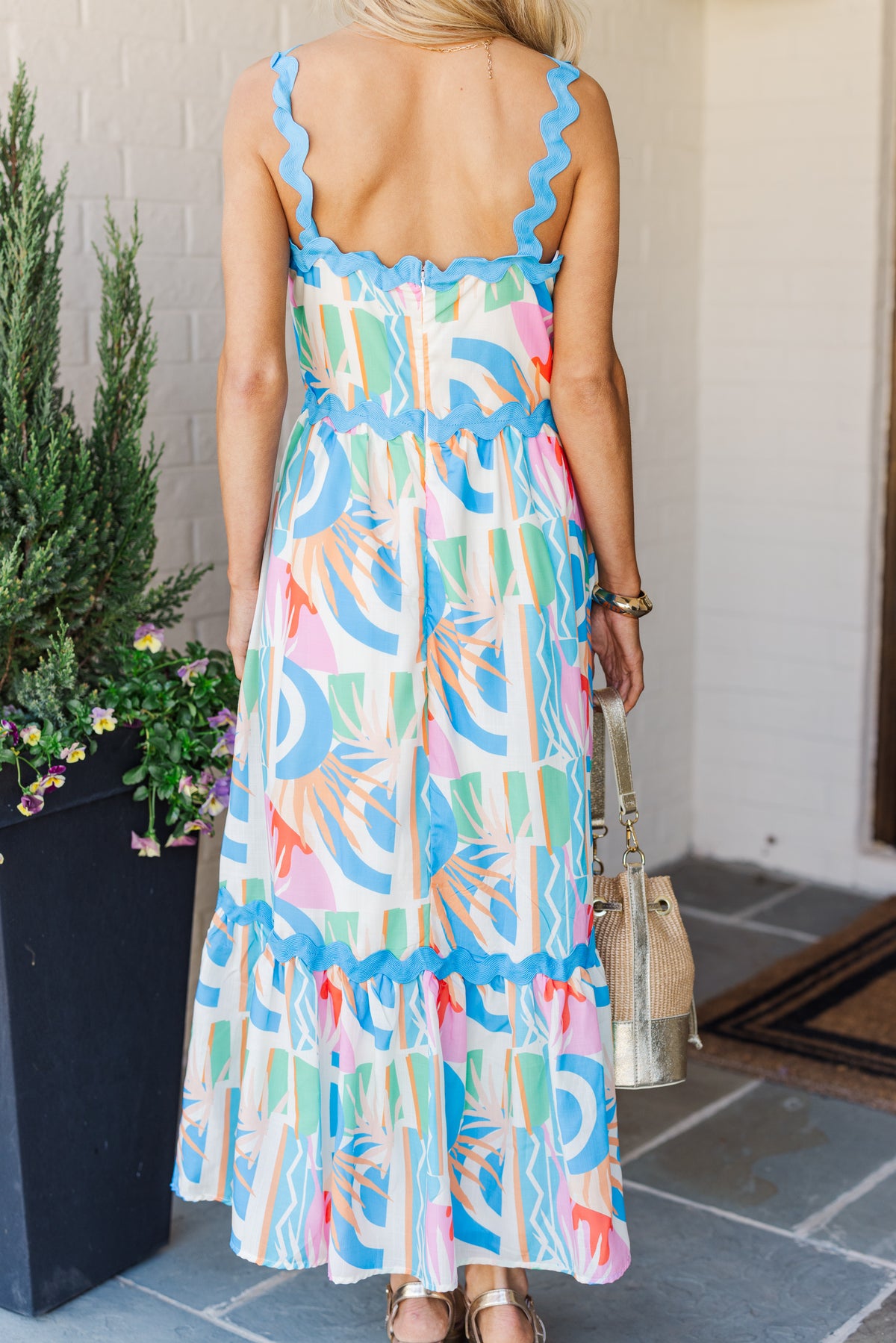 See It Clear Blue Abstract Midi Dress – Shop the Mint