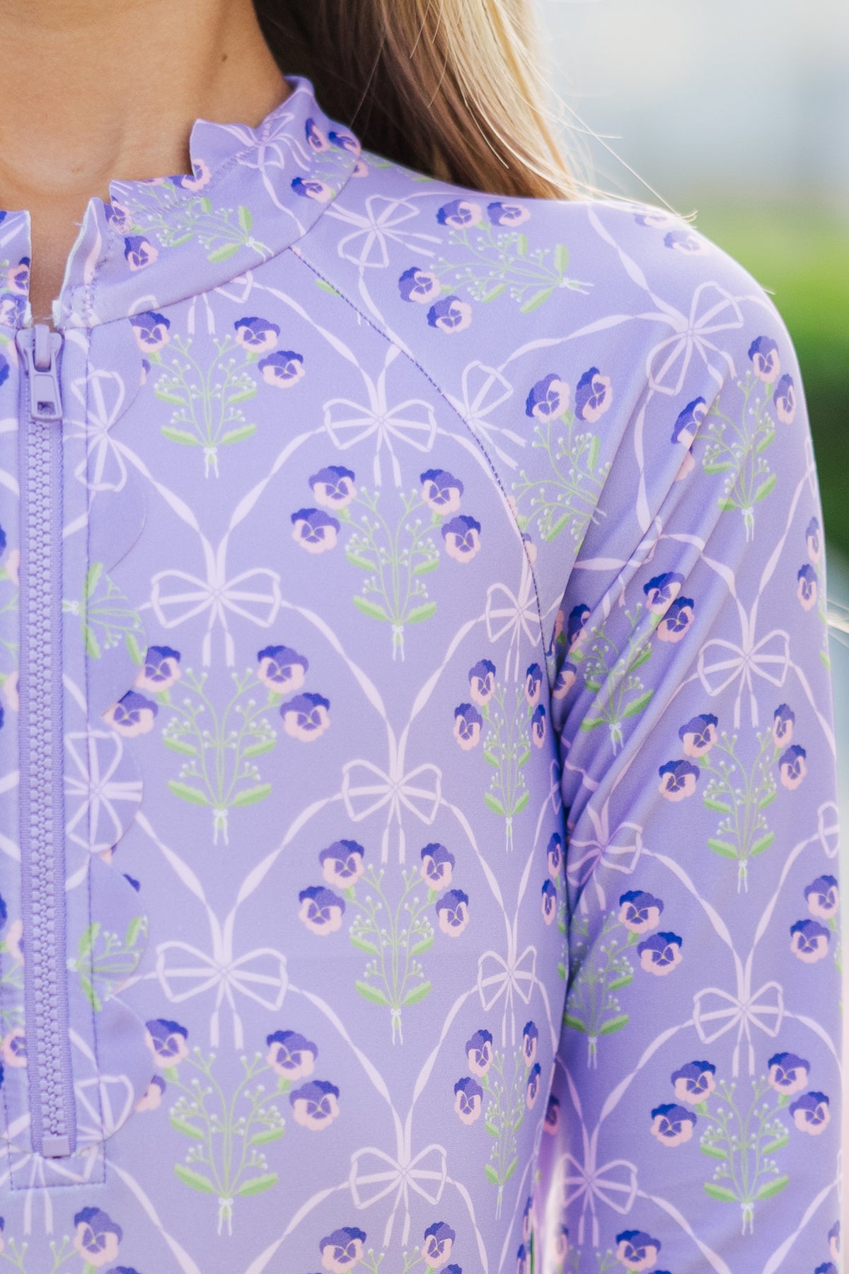 Girls: The Emma Kate Lavender Floral Scalloped One Piece Swimsuit ...