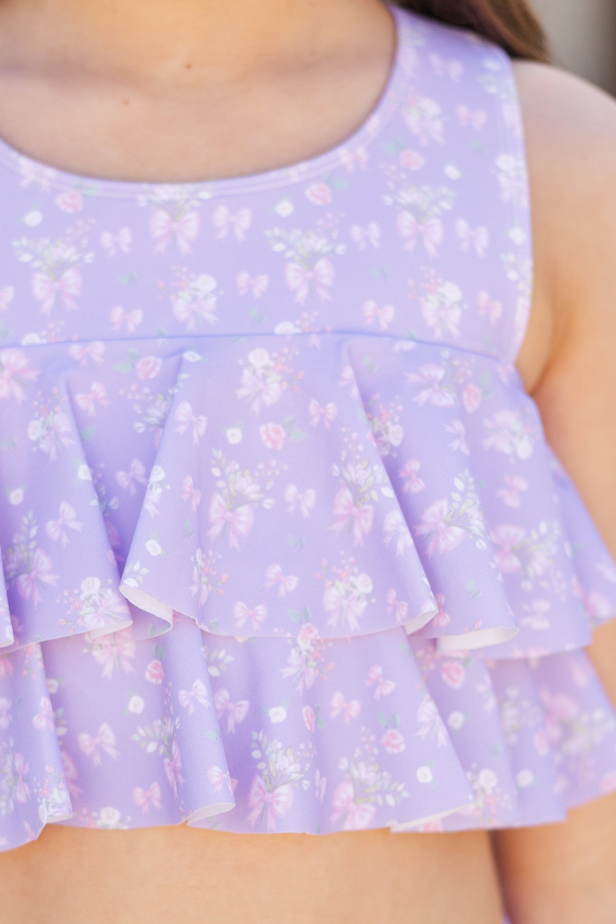Girls: The Maya Purple Floral Tiered Tankini Two Piece Set – Shop the Mint