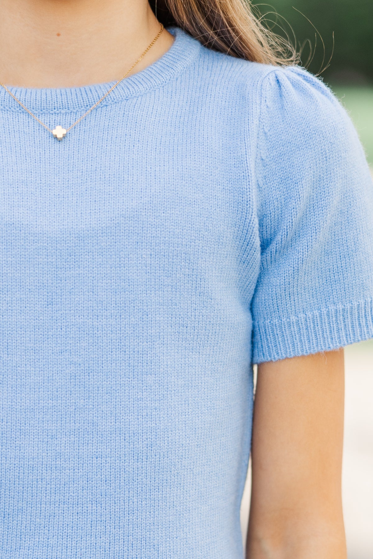 Girls: Work Of Art Blue Short Sleeve Sweater – Shop the Mint