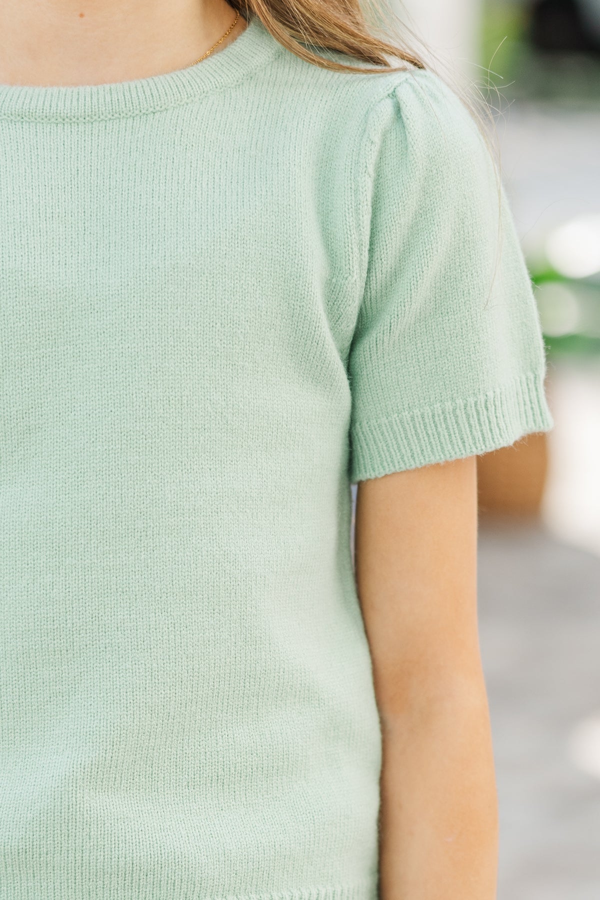 Girls: Work Of Art Mint Green Short Sleeve Sweater – Shop the Mint