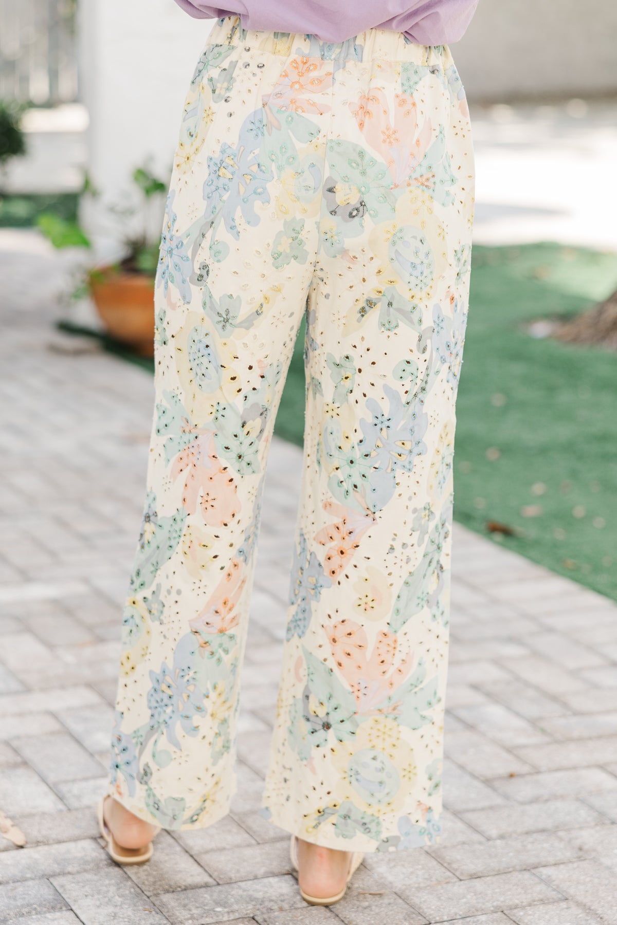 Pretty Petals Blue Eyelet Wide Leg Pants – Shop the Mint