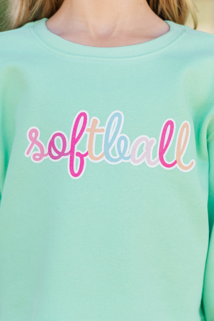 Girls Softball Script Mint Graphic Sweatshirt – Shop the Mint
