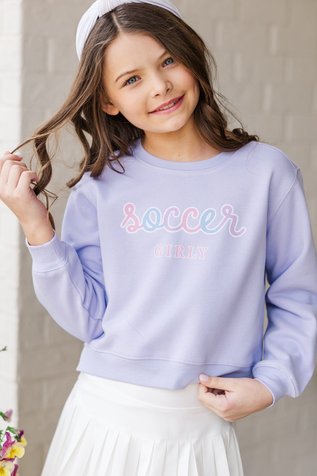 Girls: Soccer Girly Lavender Purple Graphic Sweatshirt – Shop the Mint