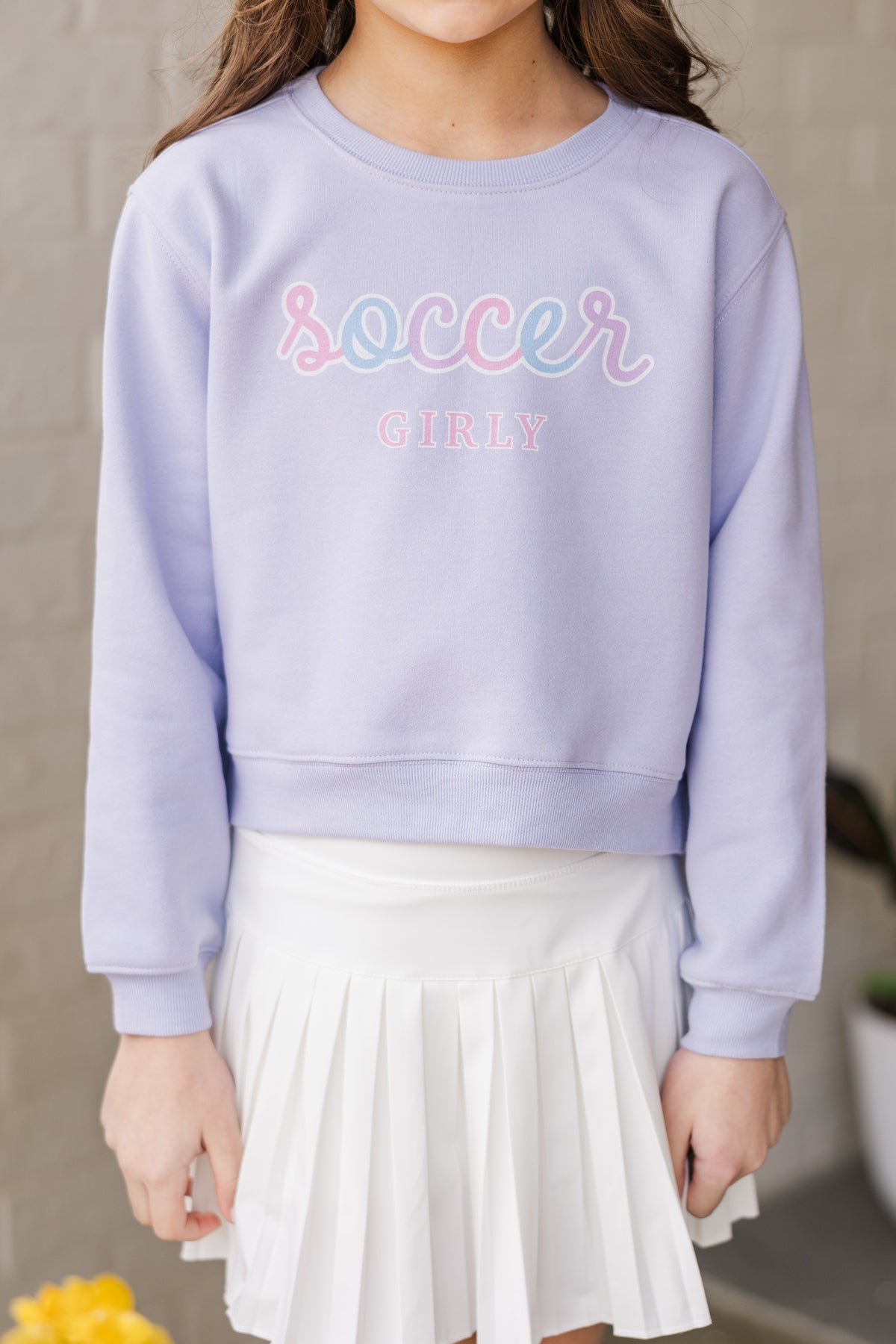Girls: Soccer Girly Lavender Purple Graphic Sweatshirt – Shop the Mint