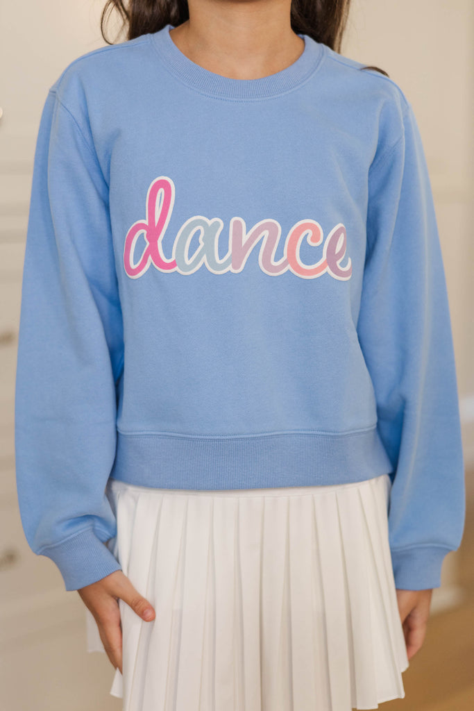 Girls: Dance Script Blue Graphic Sweatshirt – Shop the Mint