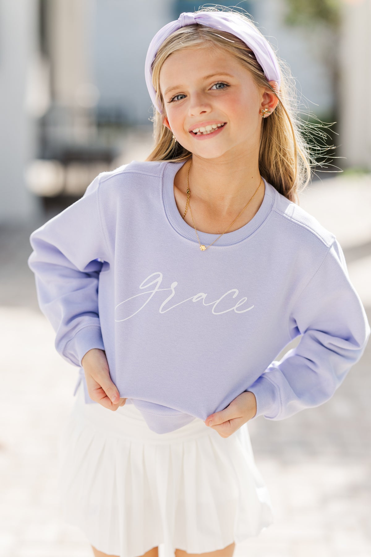Girls: Grace Lavender Graphic Sweatshirt – Shop the Mint