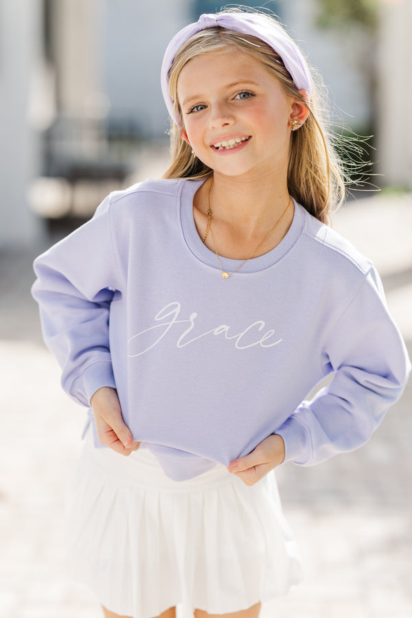 Girls: Grace Lavender Graphic Sweatshirt – Shop the Mint