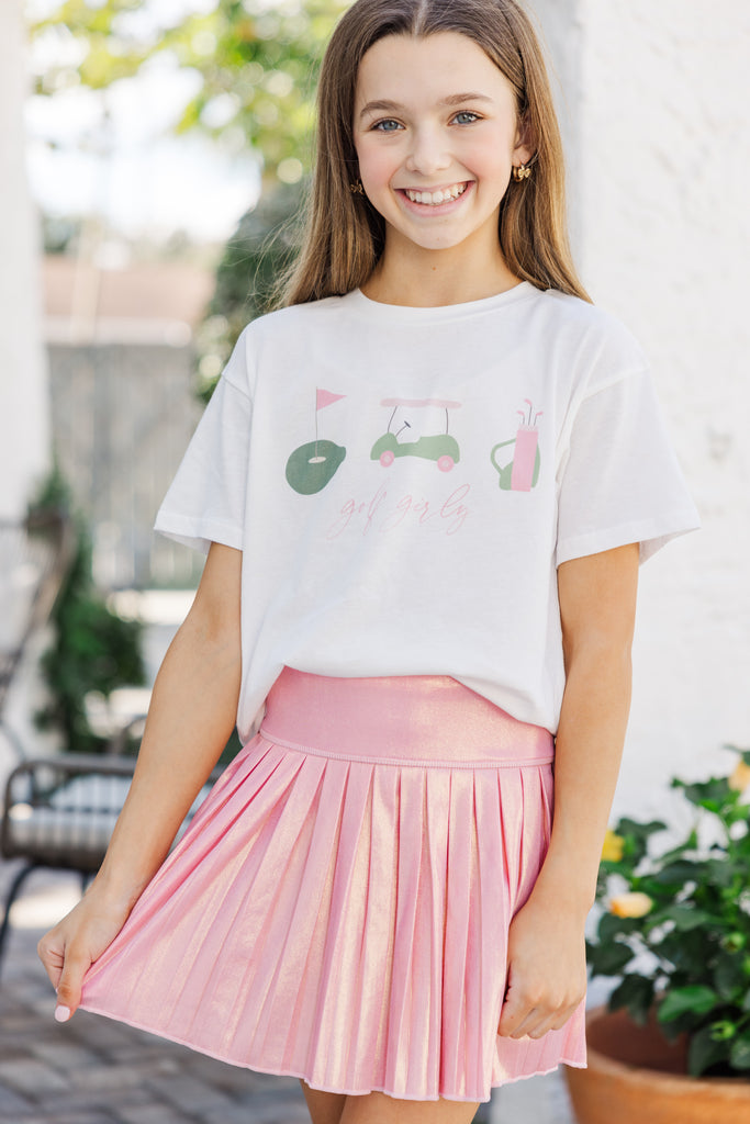 Girls: The Mila Pink Shimmer Skort – Shop the Mint