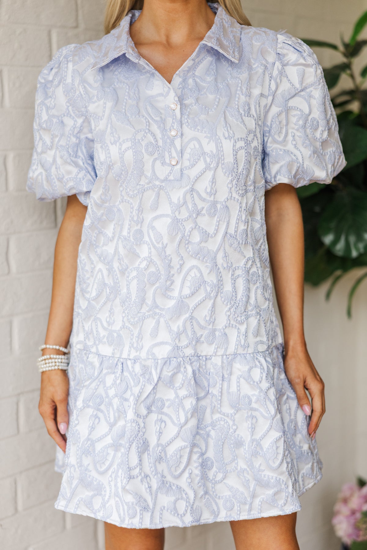 Your Time Light Blue Brocade Dress – Shop the Mint