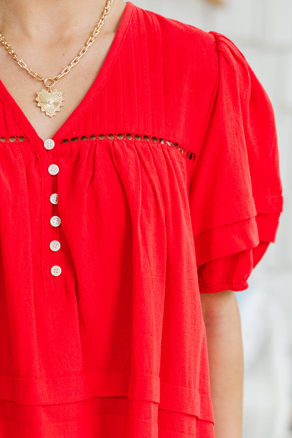 Designed For Joy Red Eyelet Pleated Dress – Shop the Mint