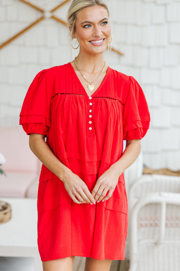 Designed For Joy Red Eyelet Pleated Dress – Shop the Mint