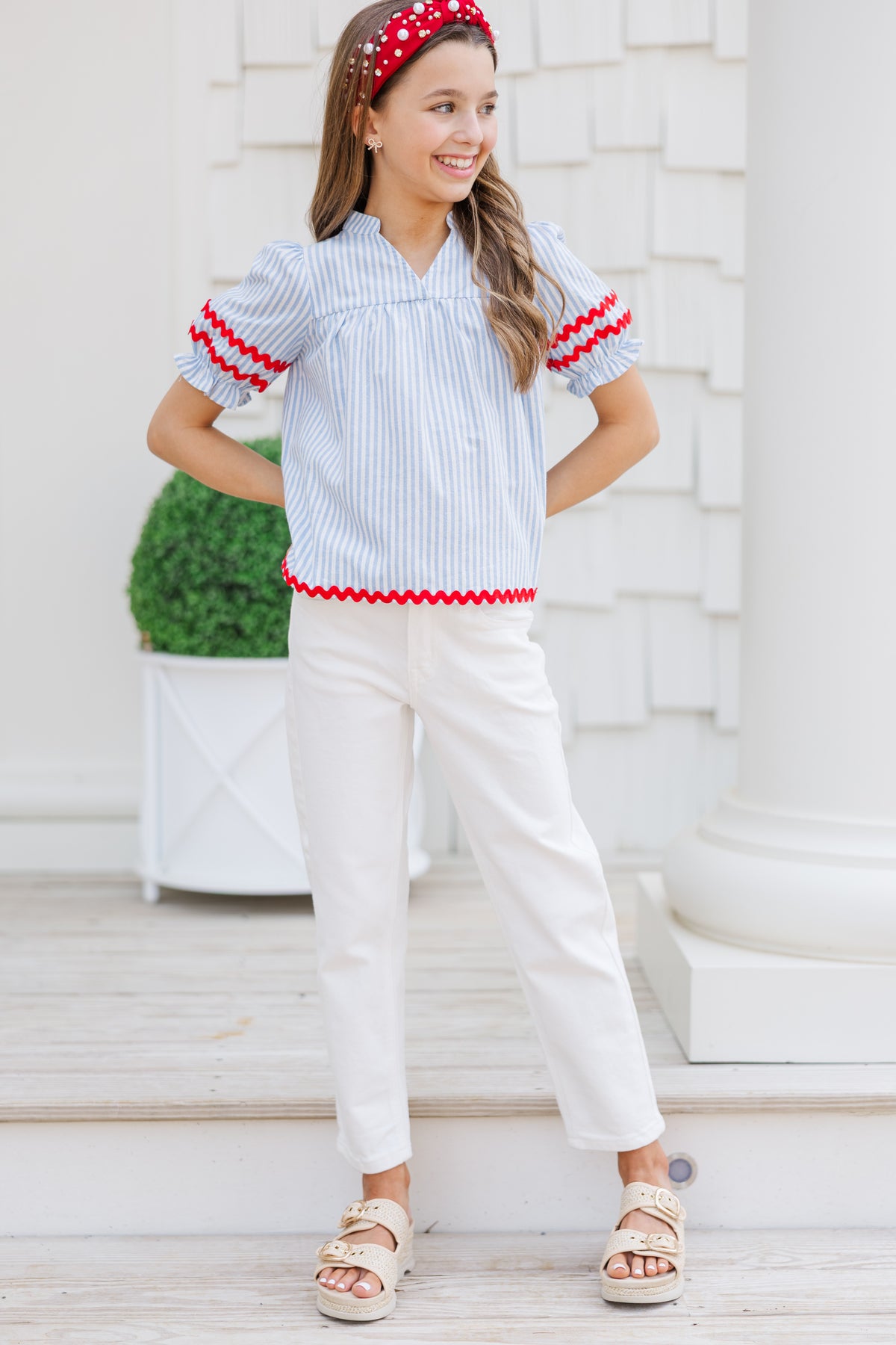 Girls: The Holly Light Blue Striped Blouse – Shop the Mint
