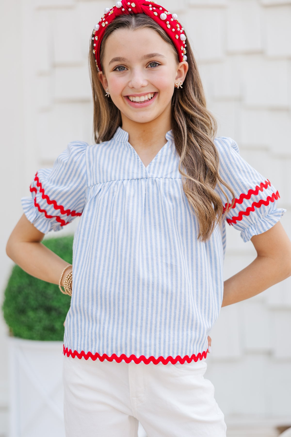 Girls: The Holly Light Blue Striped Blouse – Shop the Mint