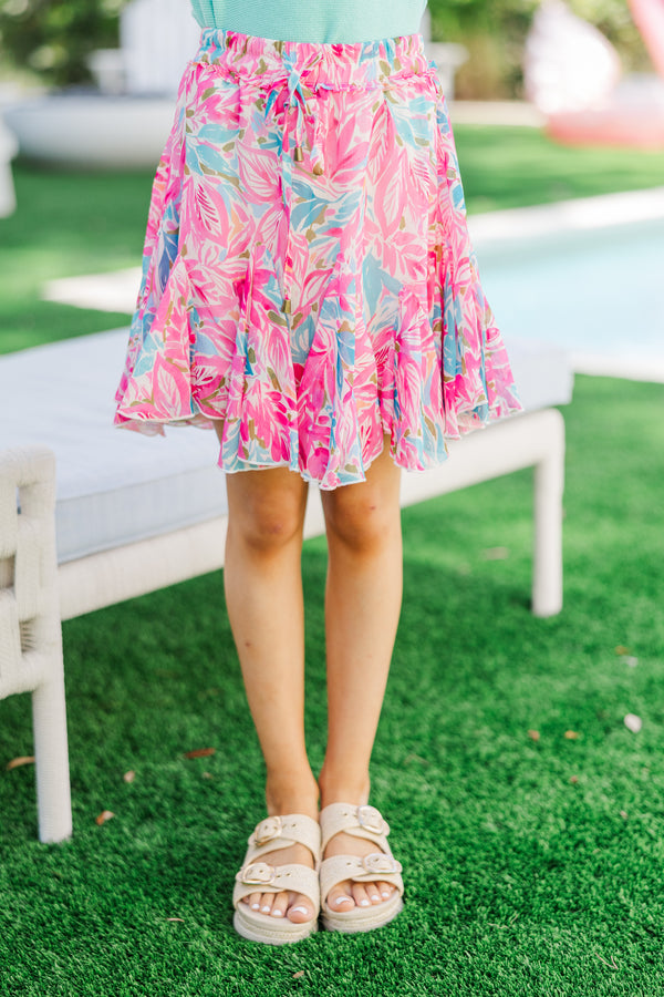 Girls: Look Your Way Pink & Blue Floral Ruffled Skort – Shop the Mint