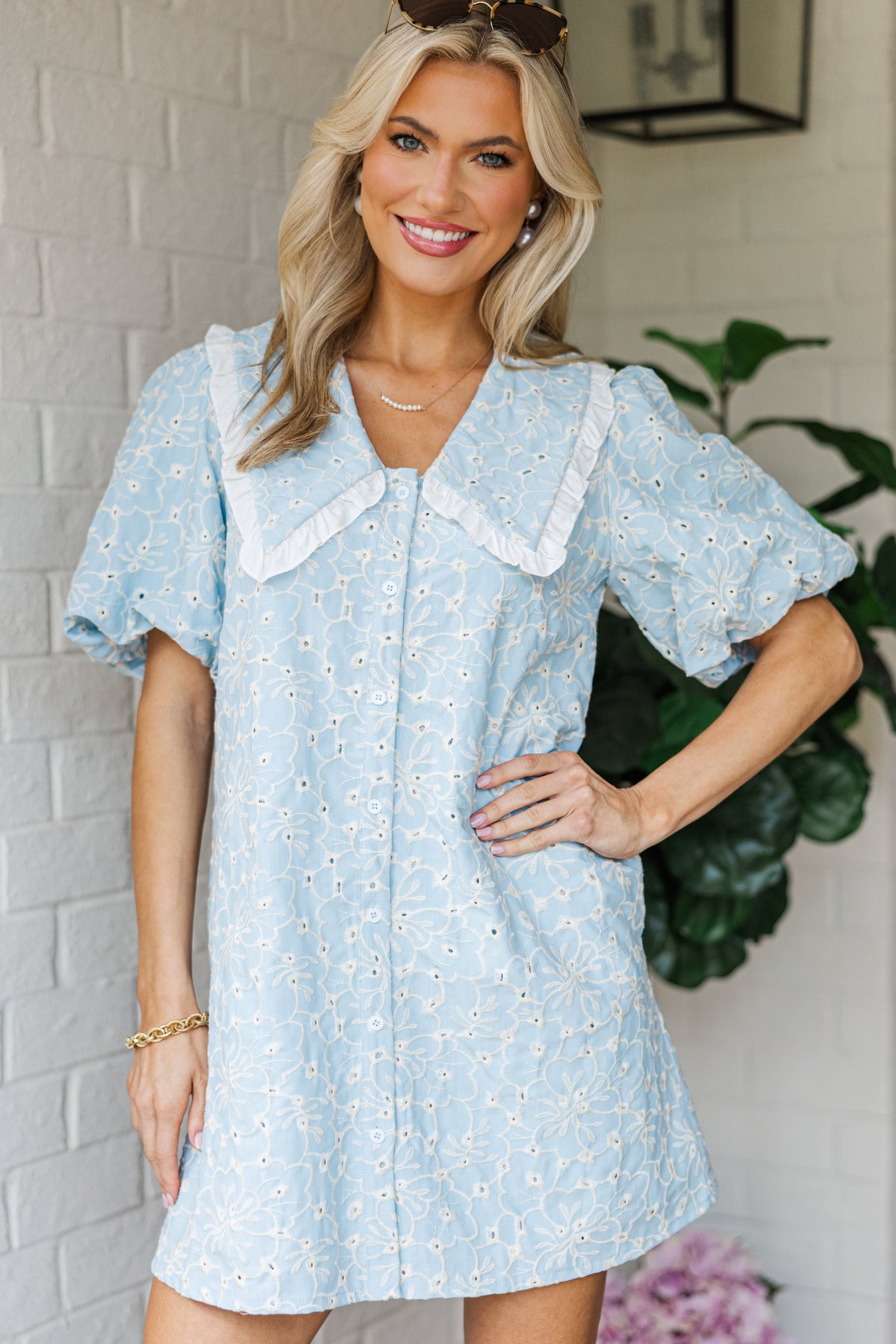 Perfect Pace Light Blue Embroidered Dress – Shop the Mint