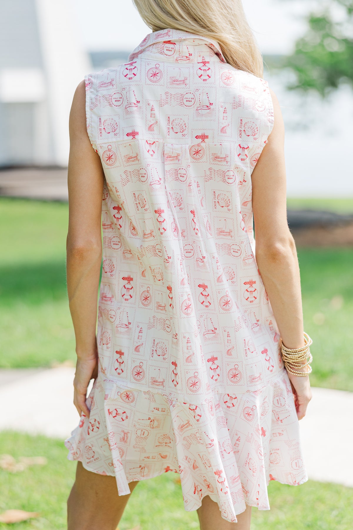 Take A Stroll Red Nautical Postage Print Dress – Shop the Mint