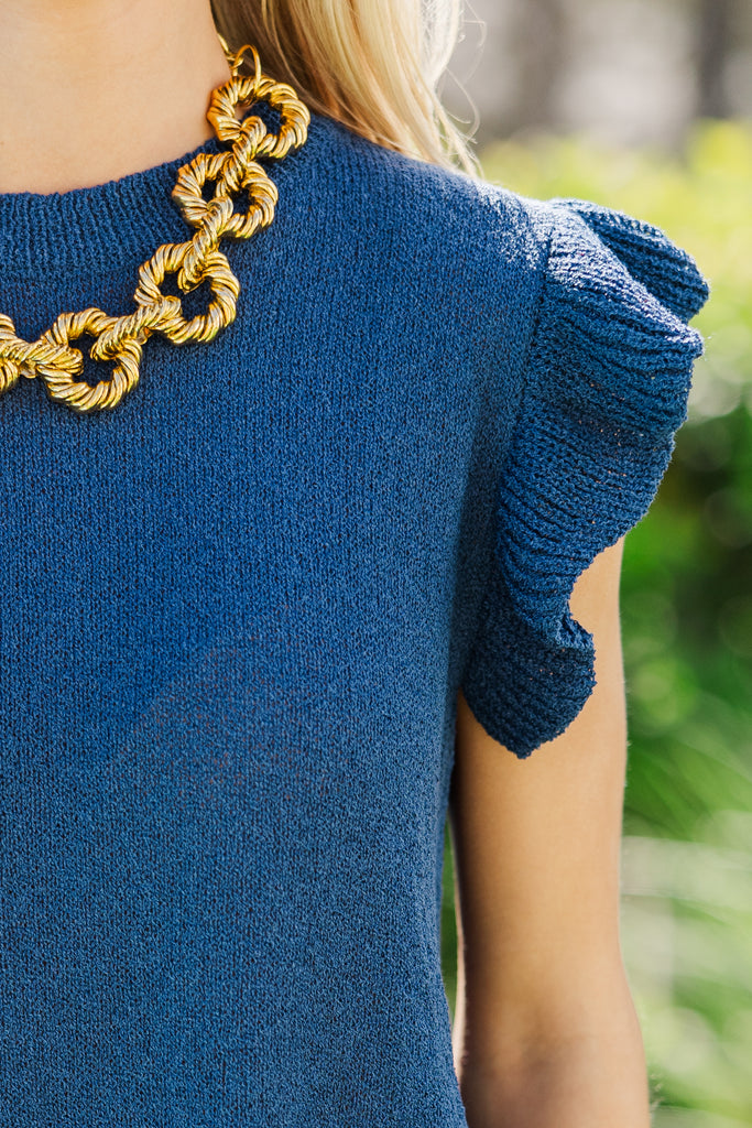 Certain Joy Navy Blue Knit Top – Shop the Mint