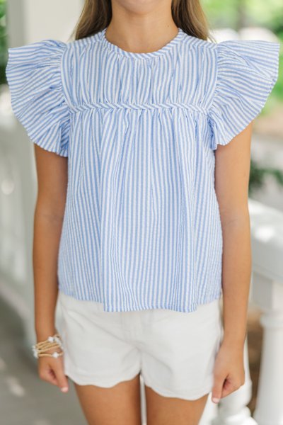 Girls: The Ali Blue Striped Blouse – Shop the Mint