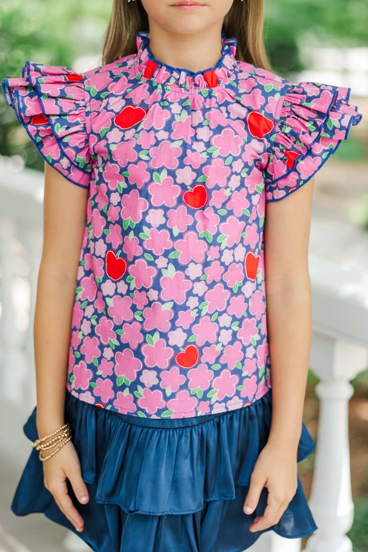 Girls: A True Beauty Navy Floral Apple Blouse – Shop the Mint
