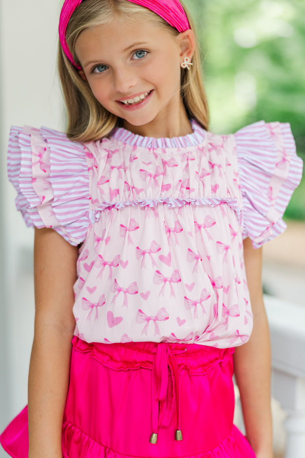 Girls: Full Of Love Pink Hearts & Bows Blouse – Shop the Mint