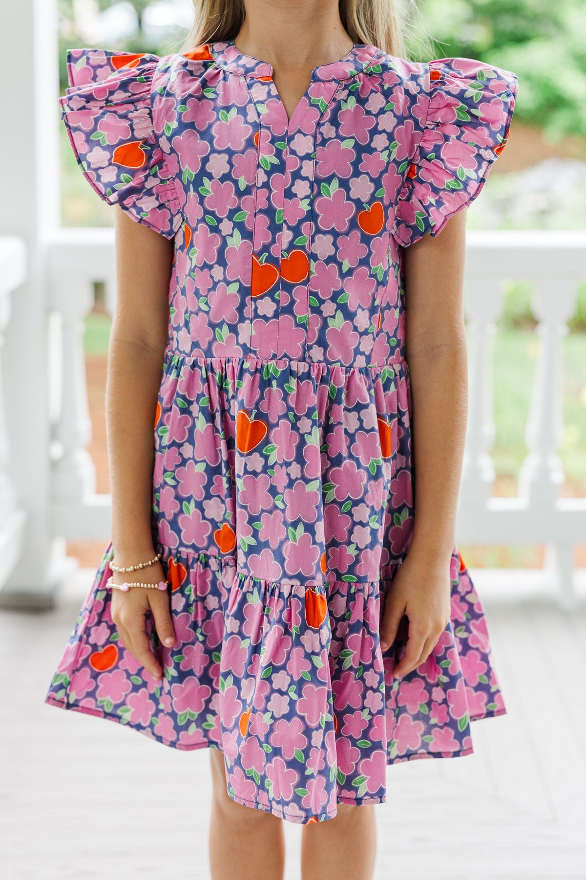 Girls: At This Time Navy Floral & Apple Print Dress – Shop the Mint
