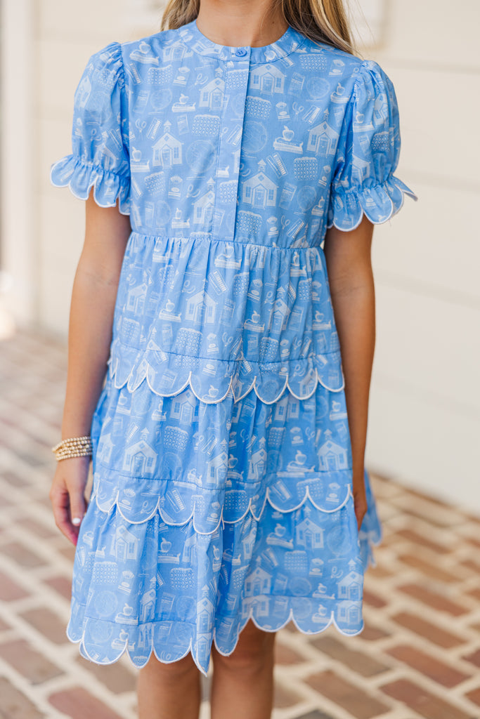 Girls: Perfectly Paired Blue Apple Print Dress – Shop the Mint