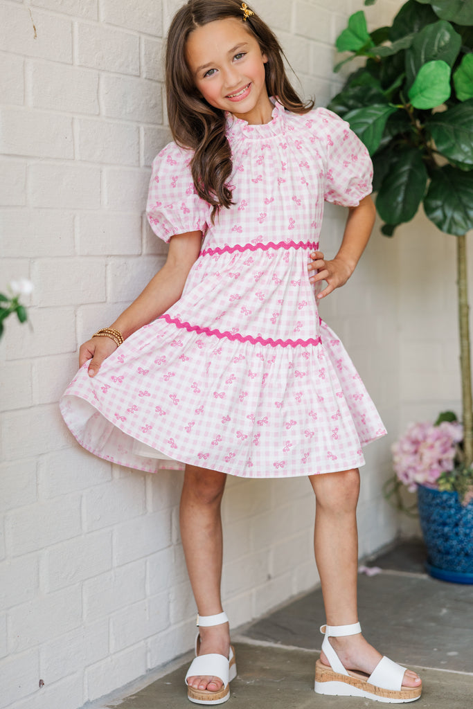Girls: The Addison Pink Gingham & Bow Dress – Shop the Mint