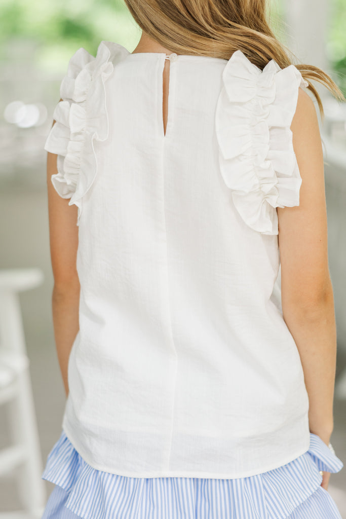 Girls: Listen To Your Heart White Ruffled Blouse – Shop the Mint