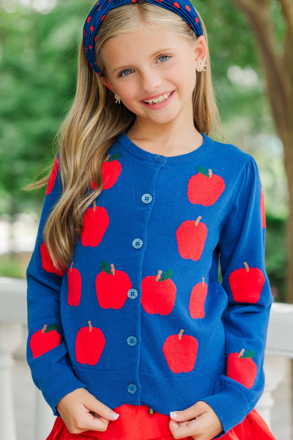 Girls: Pick Of The Patch Navy Apple Cardigan – Shop the Mint
